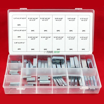 60 pc Keystock Bar Assortment SAE Square Key Stock Keyway Set | eBay
