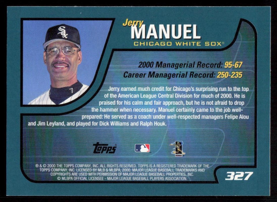 2001 Topps 327 Jerry Manuel Chicago White Sox | eBay