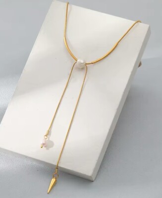 Freshwater Pearl Spike Charm Lasso Tassel Necklace Waterproof | eBay