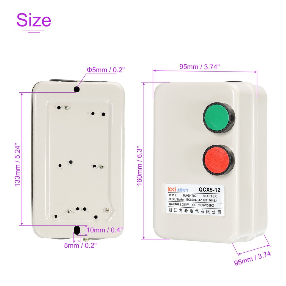 220V 240V 2.2KW Magnetic Electric Motor Starter Control Industrial ...