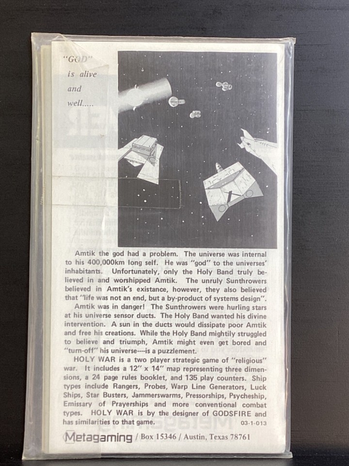 Metagaming MicroGame 13 Holy War Bagged/Sealed Strategic Space Combat ...