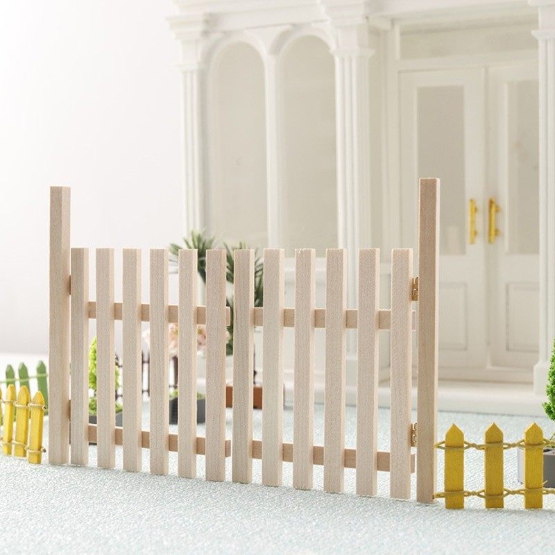 1/12 Scale Dollhouses Garden Fence Doors Gate Railing Mini Wooden ...