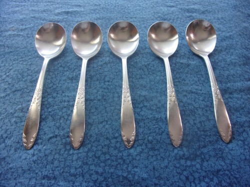 National Silver Co King Edward Lot 5 Round Gumbo Soup Spoons 6 3/4 ...
