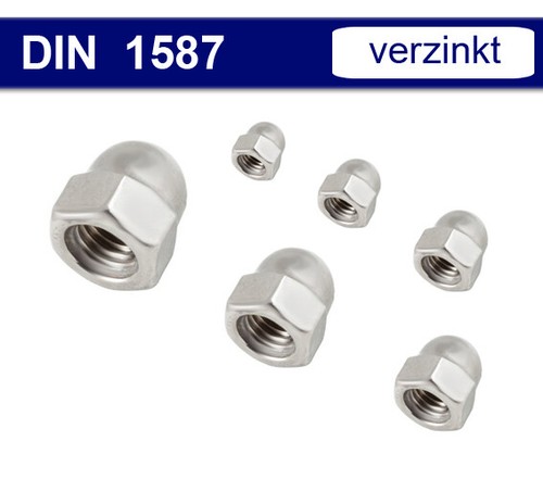 Hutmuttern M3 - M16, hohe Form DIN 1587 Stahl verzinkt Hutmutter ...