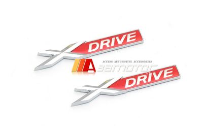 2pc Red X DRIVE Side Door Fender Trunk Emblem Nameplate Badge for BMW ...