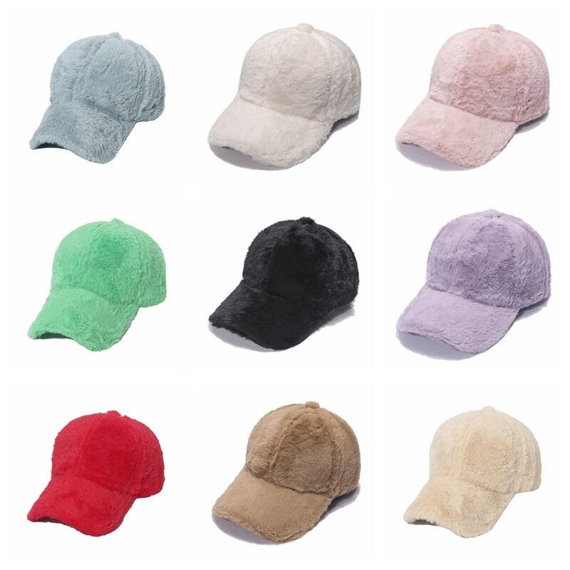 Lady Faux Fur Trucker Hat Baseball Cap Casual Thicken Thermal Winter ...