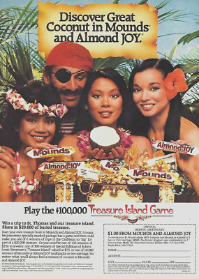 1983 Almond Joy Mounds Peter Paul Candy Bar Treasure Island vintage ...