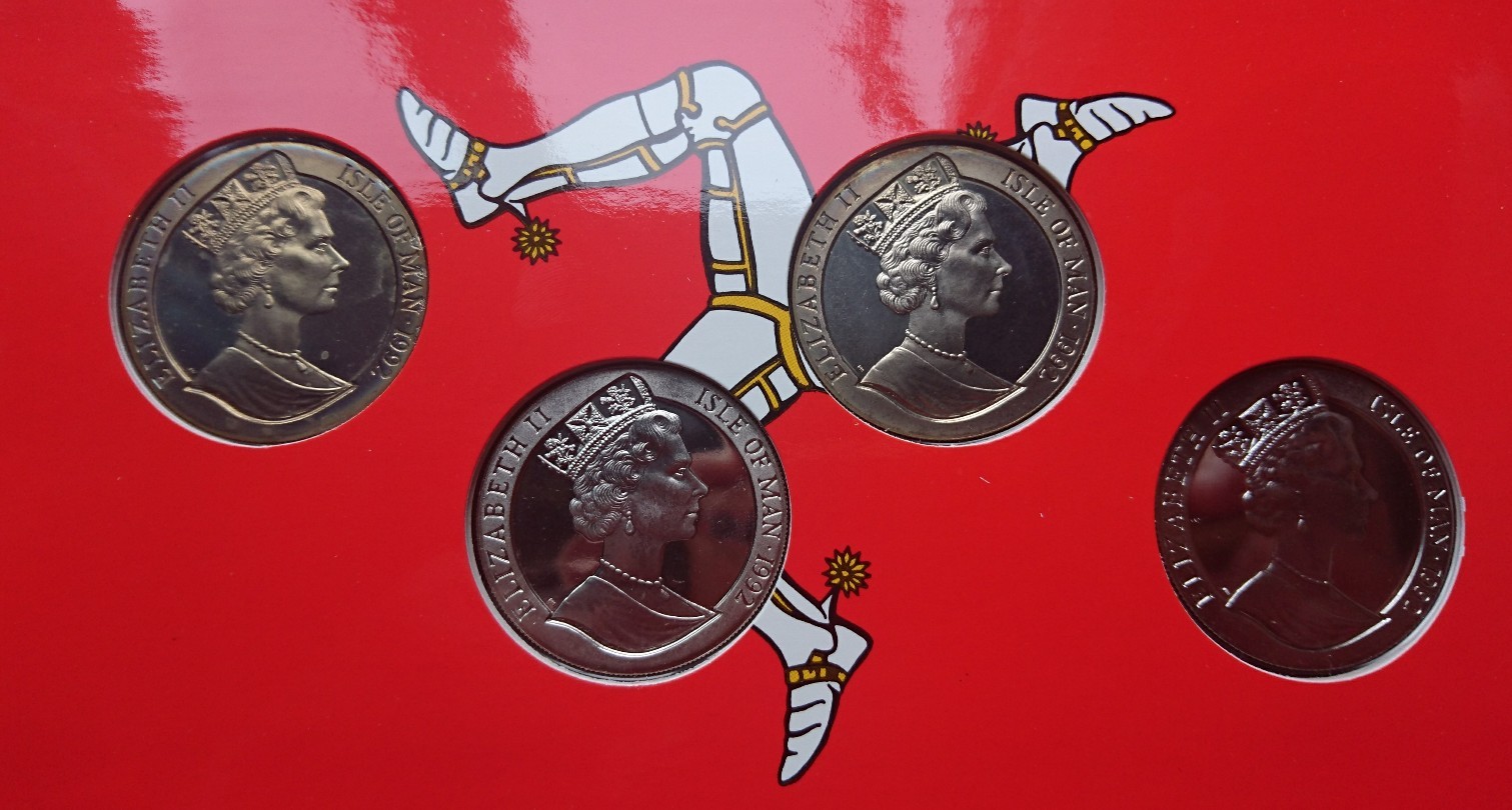 Stunning 1992 ISLE OF MAN IOM 4 x One 1 Crown Coin Pack Discovery of ...