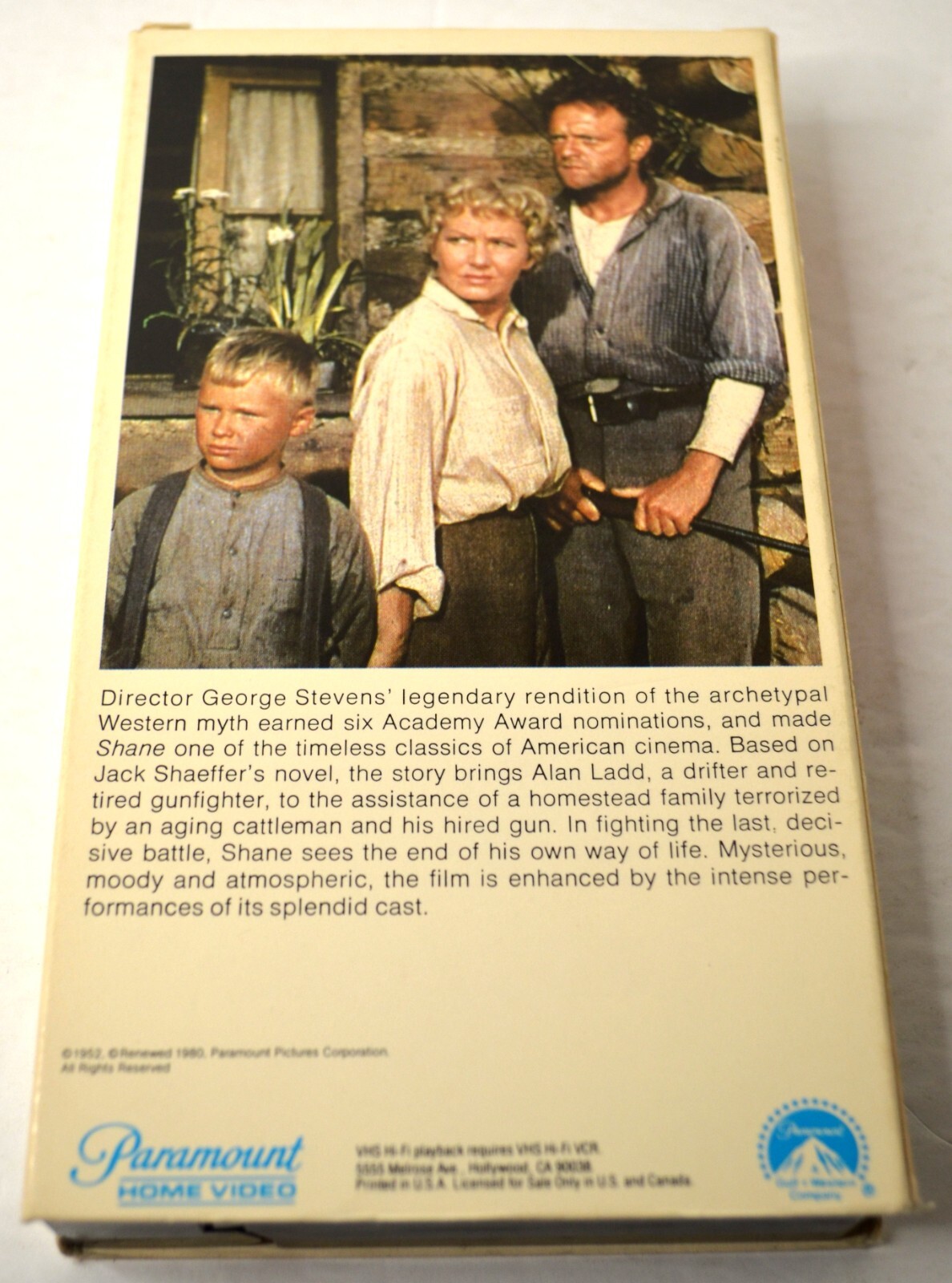 1952 SHANE 1980 VHS TAPE STARRING ALAN LADD | eBay