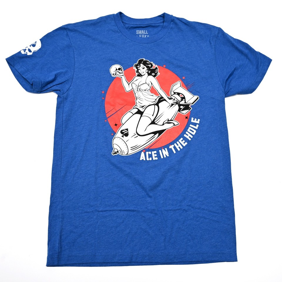 Zero Foxtrot Mens Shirts Small Pin Up Girls Bombs Guns Skulls One Blue ...