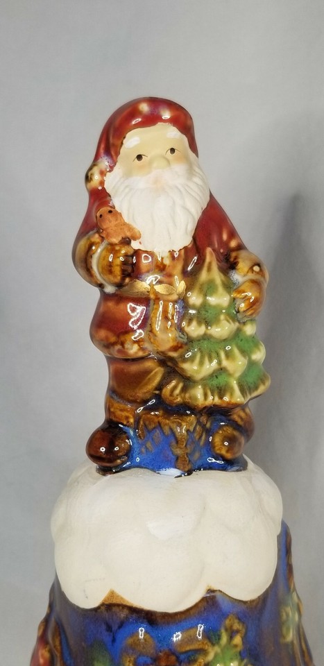 Ceramic Christmas Bell With Santa On Top Glazed 6" | eBay
