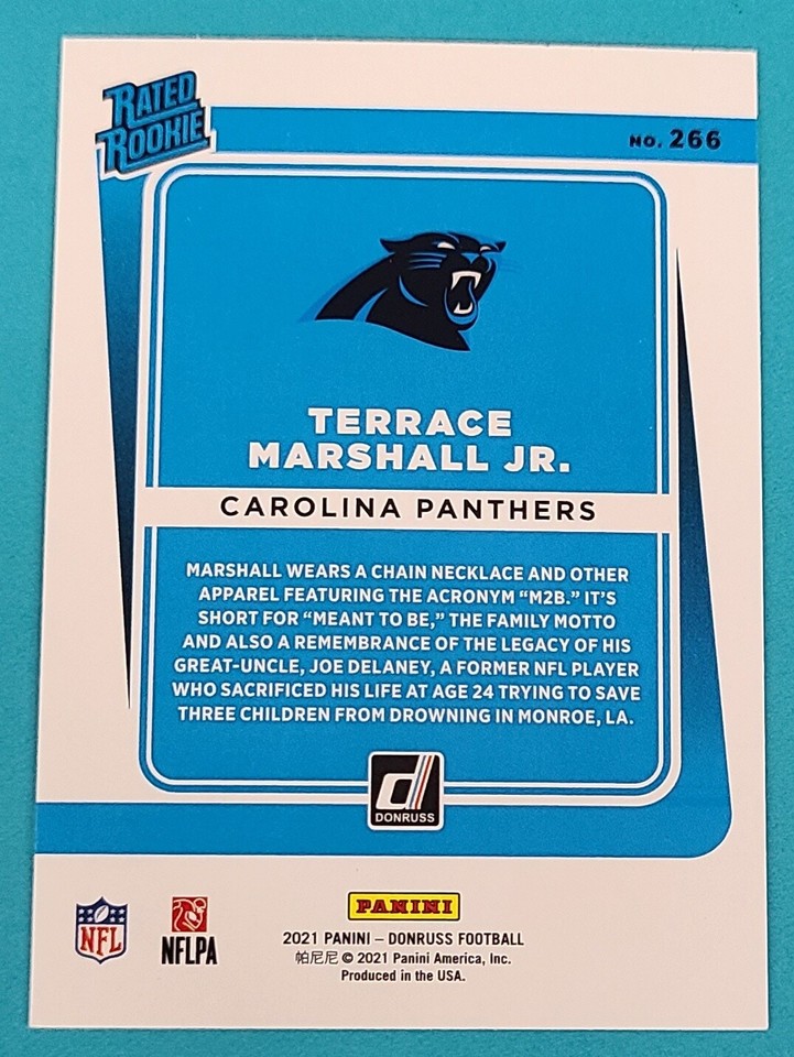 2021 Donruss RC #266 Terrace Marshall Jr. Carolina Panthers FOOTBALL ...