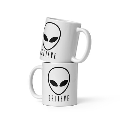 BELIEVE Alien Head Coffee Mug UFO Area 51 | eBay