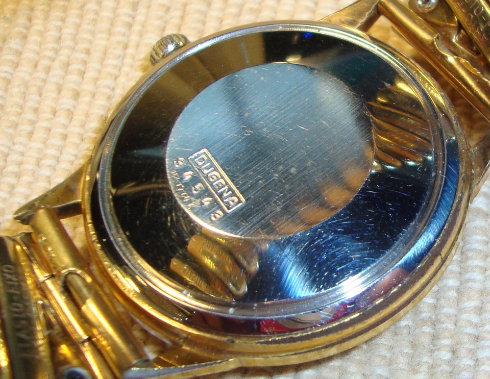 DUGENA Automatic Tropica Vintage gold tone watch & ROWI gold 585 ...