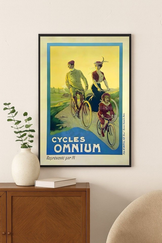 Cycles Omnium Poster - Vintage Ad Design 🛒 1890s Cyclist 🚴 24x36” - 200 ...