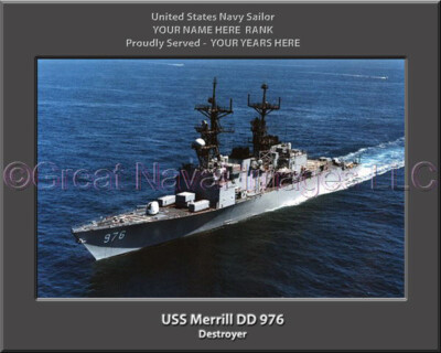 USS Merrill DD 976 Personalized Canvas Ship Photo 2 Print Navy Veteran ...