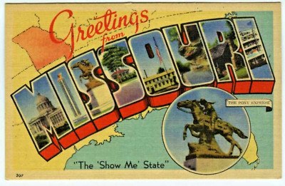 MISSOURI "The Show Me State" Large Letter Greetings Linen Postcard | eBay