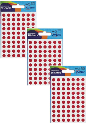 Avery 8mm Round dot Stickers RED Coloured Circles Sticky Labels (520 ...