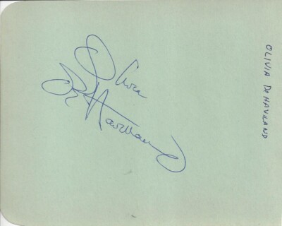 Olivia de Havilland Signed 5 1/2 x 4 1/2" Autographed Page 2 Academy Awards | eBay