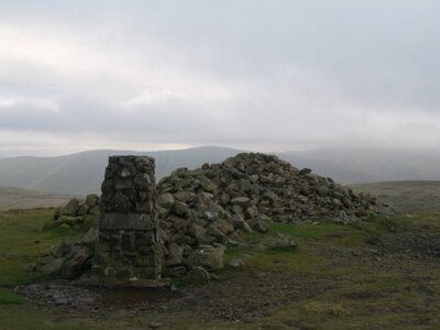 Photo 6x4 Summit Cairn and Trig Point, High Pike Fell Side The cairn ...
