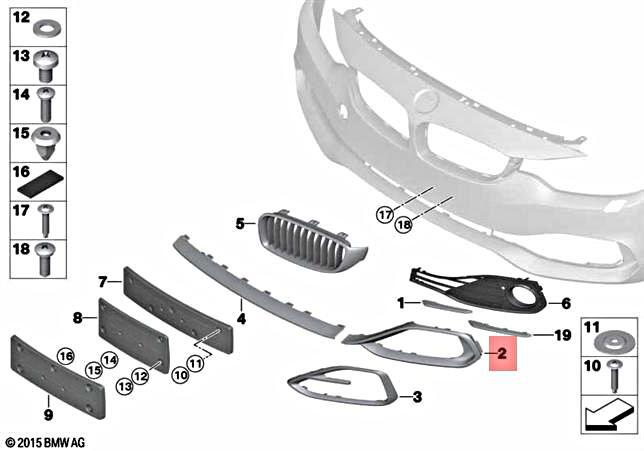 for BMW Genuine Bumper Trim Front Left Inner 51117294839 for sale ...