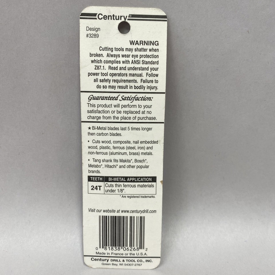Century 06268 Bi-Metal Cobalt 24T Jig-Saw Blade Tang Shank | eBay