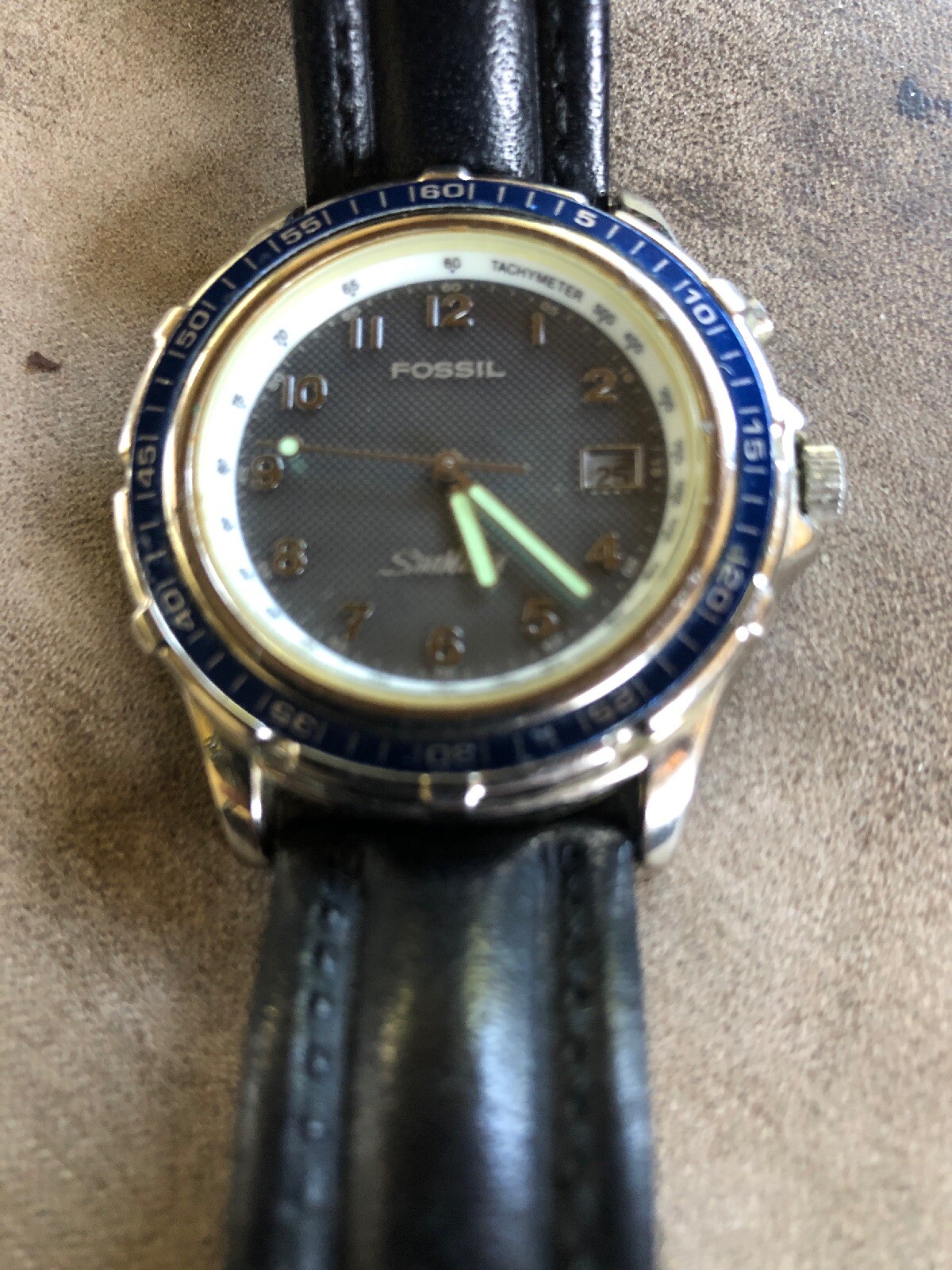 Men’s Fossil Blue Starmaster Quartz 59M Wrist Watch LU2505 Leather New ...