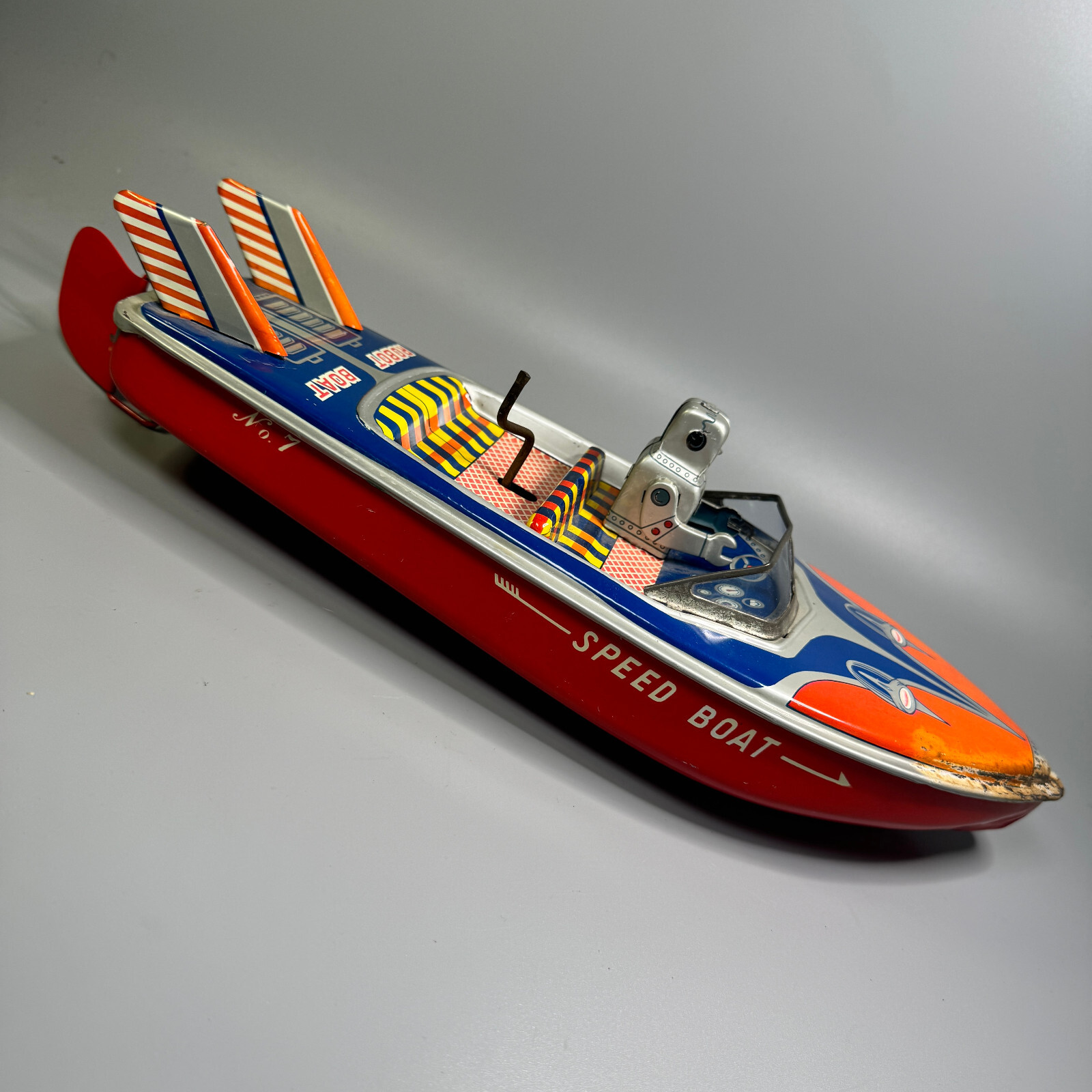 Rare Vintage Marusan Tin Litho Robot Boat / Speed Boat No. 7 Working | eBay