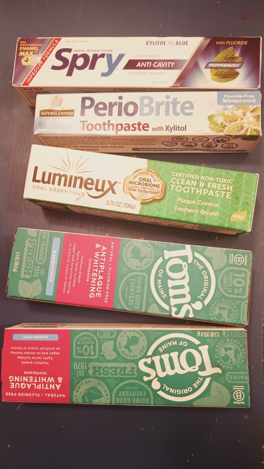 Tom’s,Lumineux,Spry,PerioBrite Lot Whitening Toothpaste, Peppermint, 5 ...