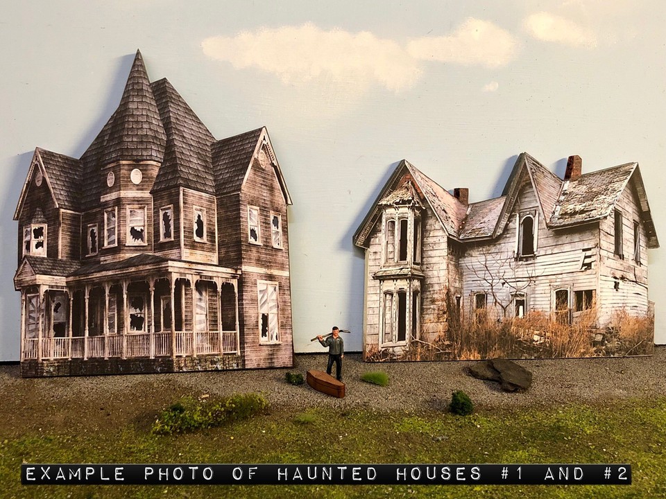 HO Scale Scratch Built HAUNTED / ABANDONED HOUSE #1 👻 Building FLAT ...