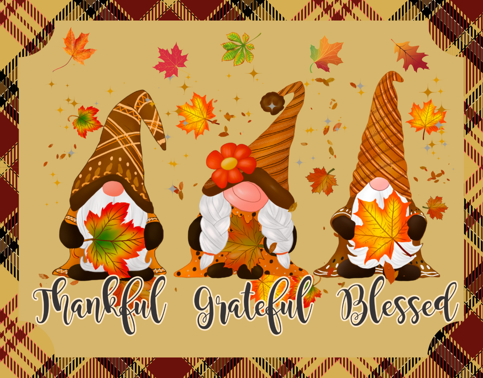 Thankful Grateful Blessed Gnome Sign or Door Hanger | eBay