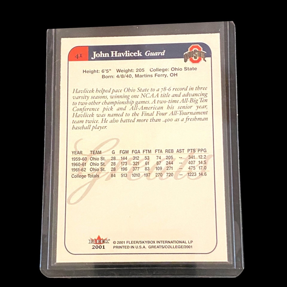 2001 Fleer Greats of the Game John Havlicek #41 HOF Ohio State | eBay
