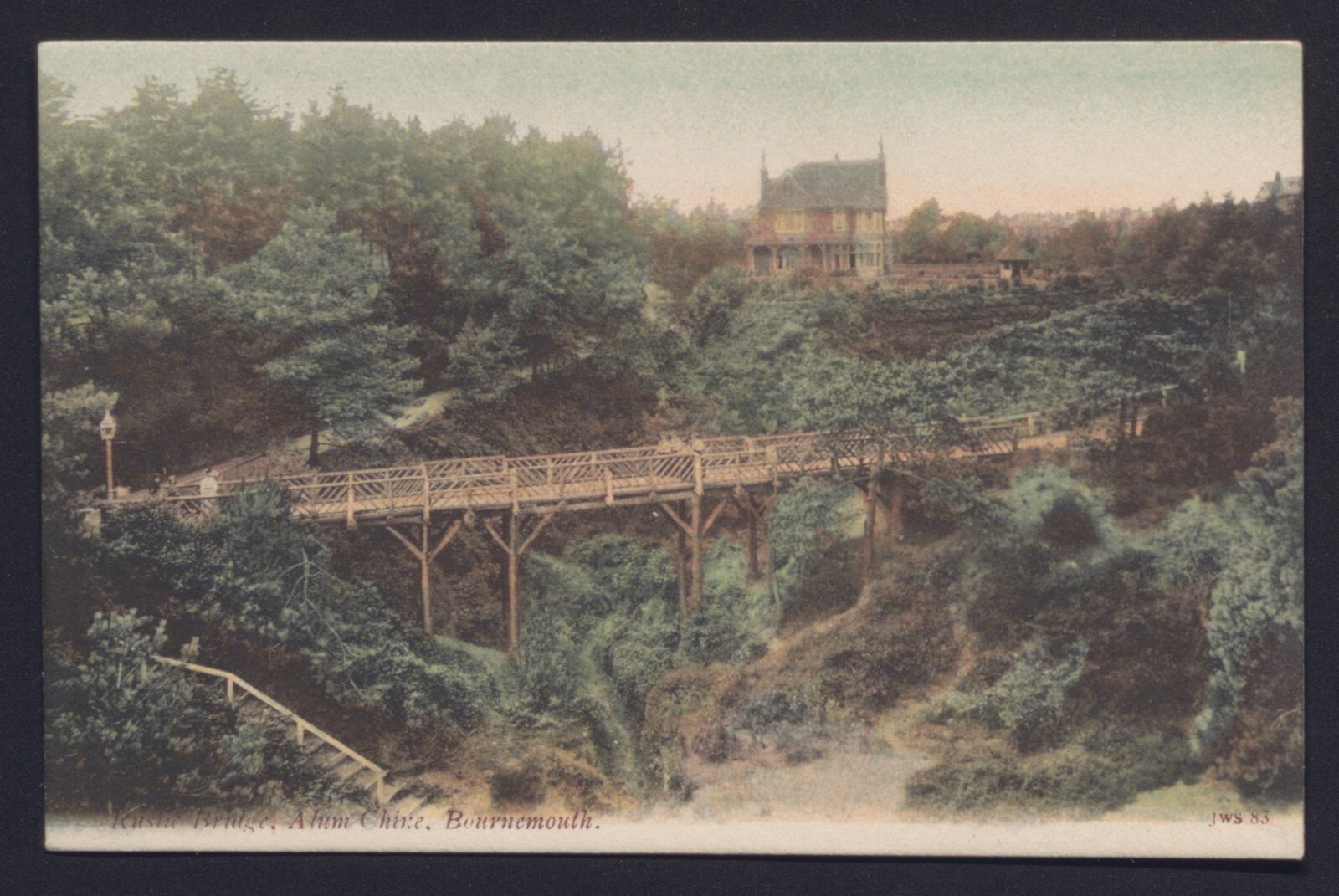 Bournemouth rustic bridge Alum Chine. Vintage postcard. Color JWS #83 ...