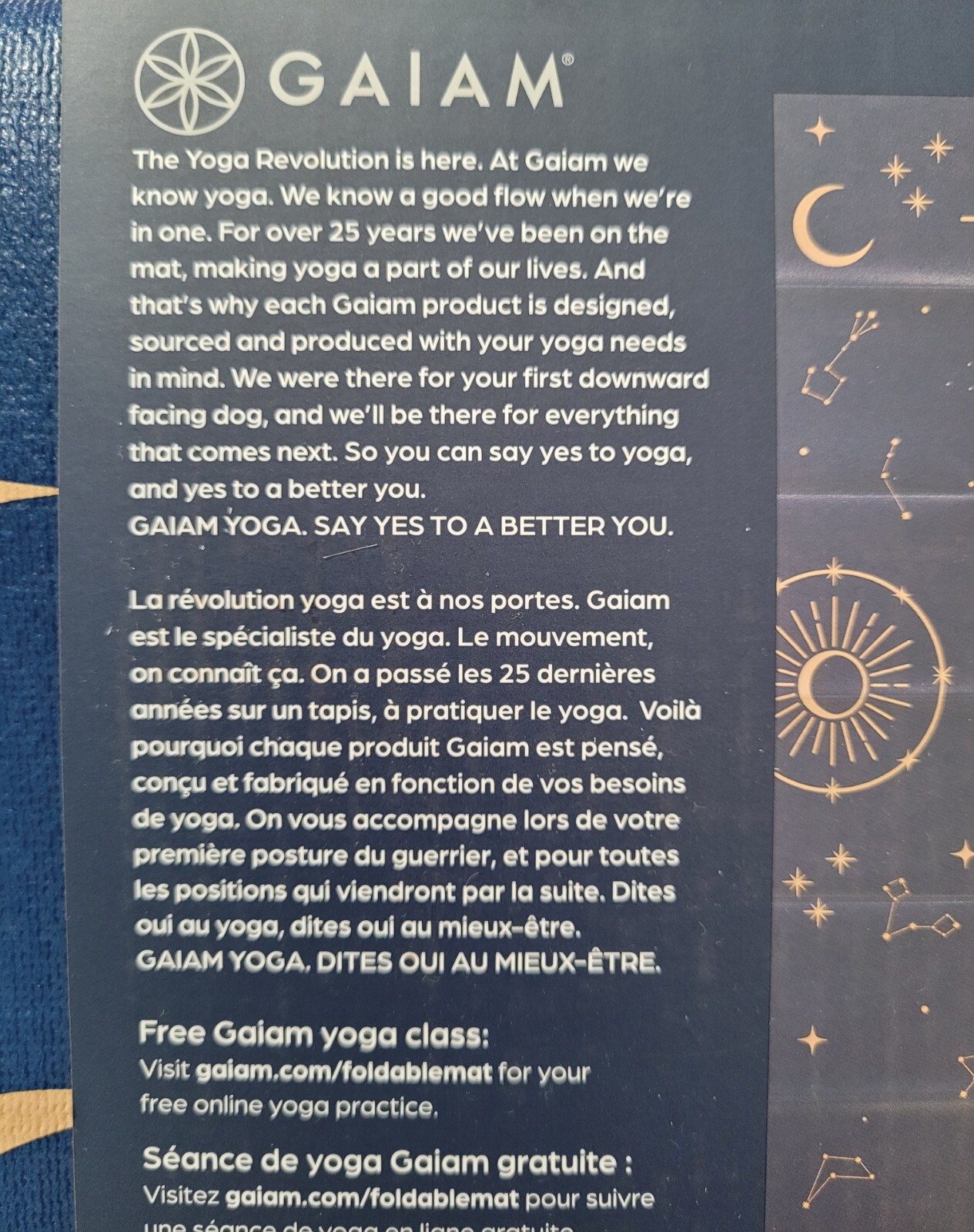 Gaiam Foldable Pliable Blue YOGA MAT 2 mm Midsummer Nights w/ Stars ...