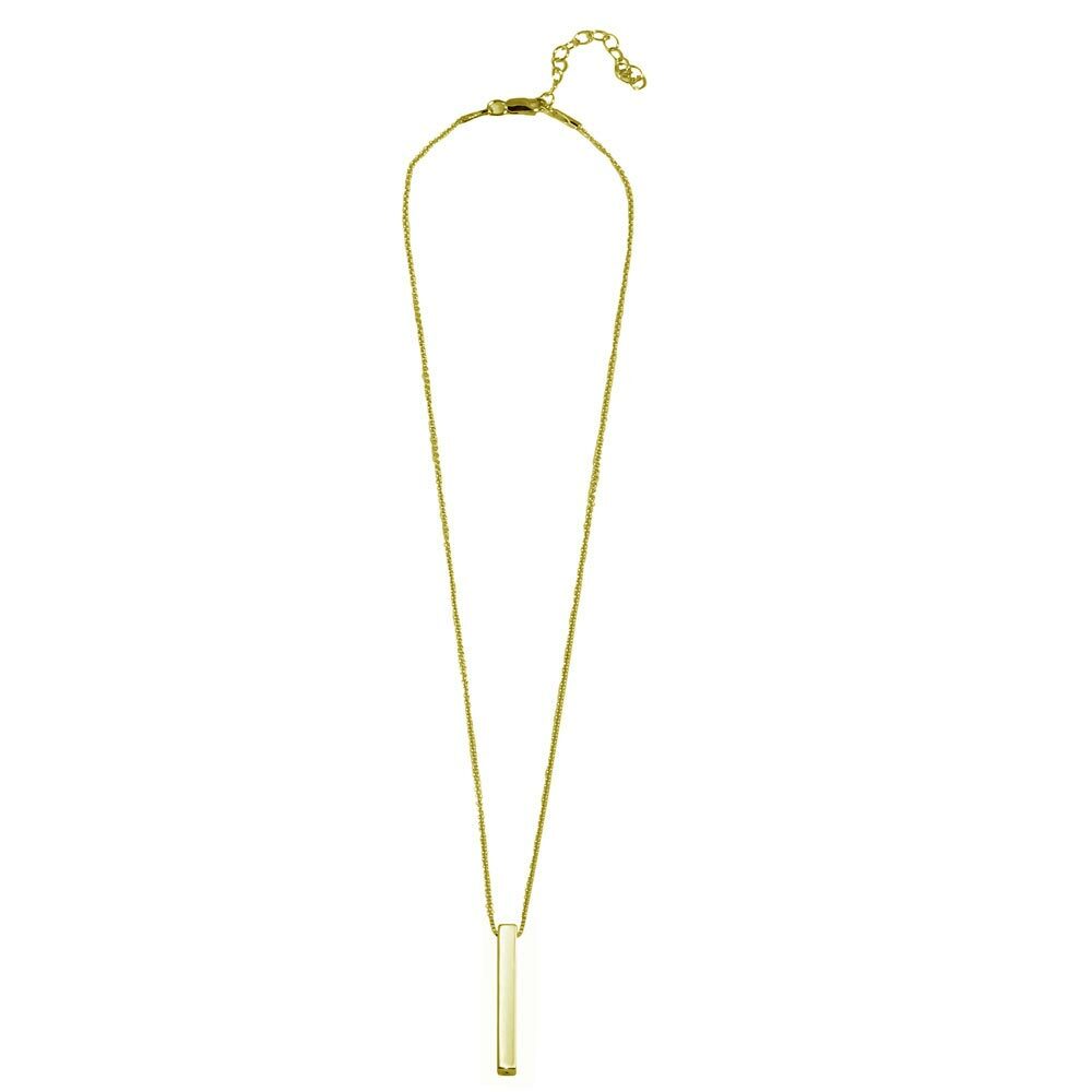 14K YELLOW GOLD OVER 925 STERLING SILVER DROP DOWN BAR NECKLACE PENDANT ...