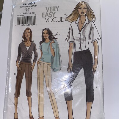 Very Easy Vogue Patterns 8366 Slim Pants Sizes 14-20 | eBay