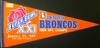 DENVER BRONCOS~1987 SUPER BOWL XXI AFC CHAMPIONS~30" NFL PENNANT~NEW ...