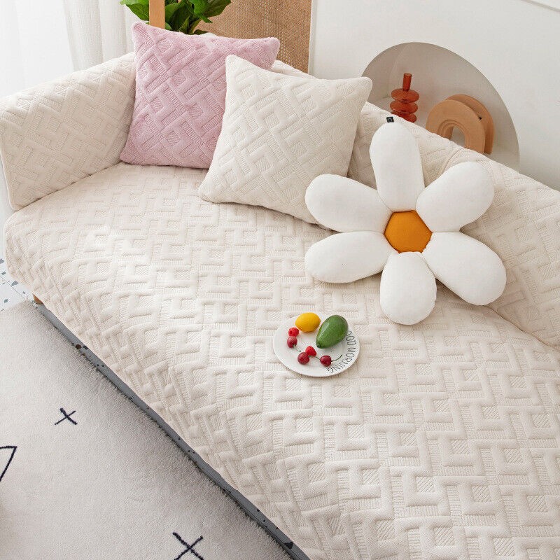 Quilted Non Slip Sofa Cover Thickened Cotton Couch Mat | eBay