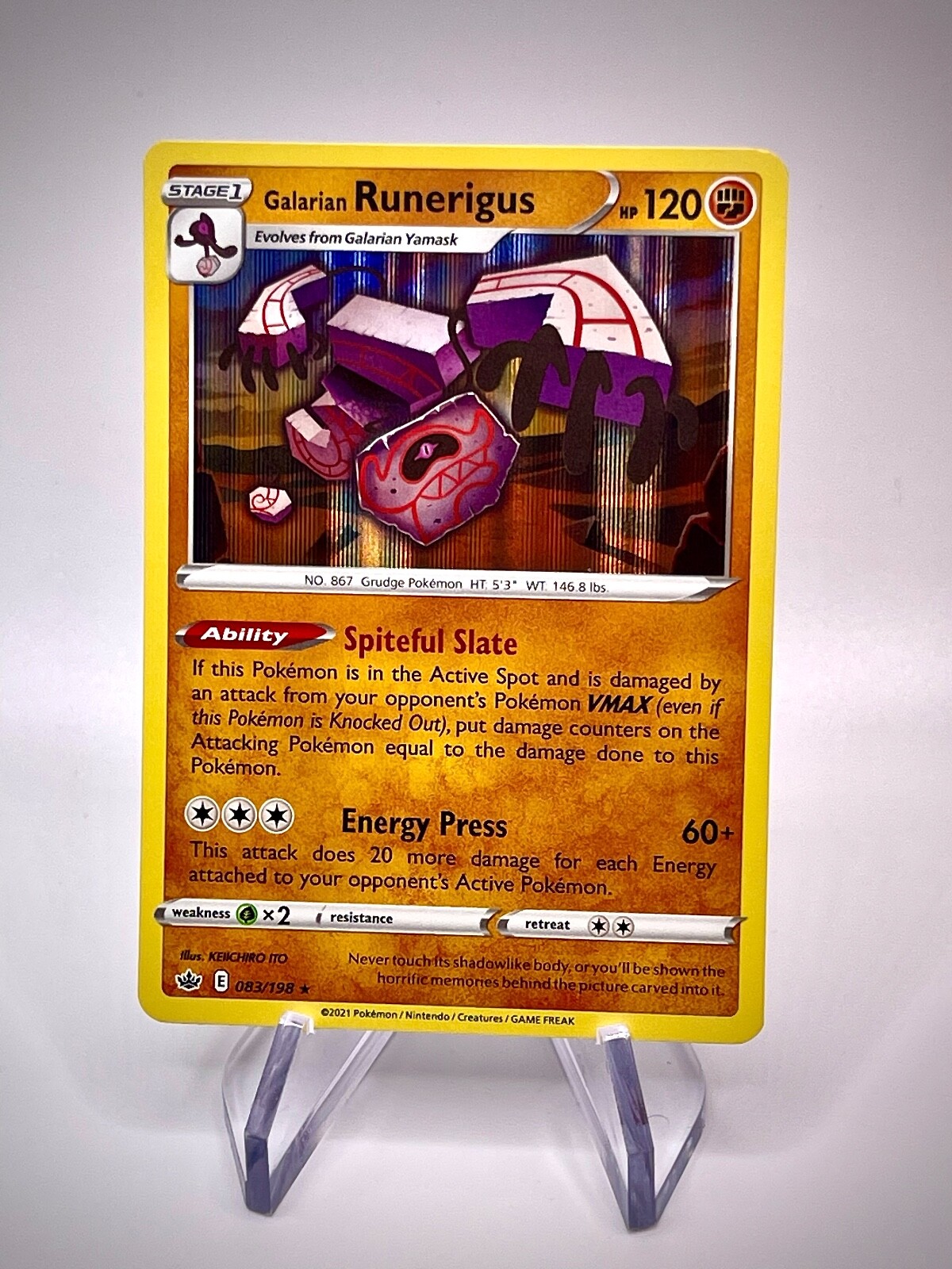 Pokémon TCG Galarian Runerigus Chilling Reign 083/198 Holo Holo Rare | eBay