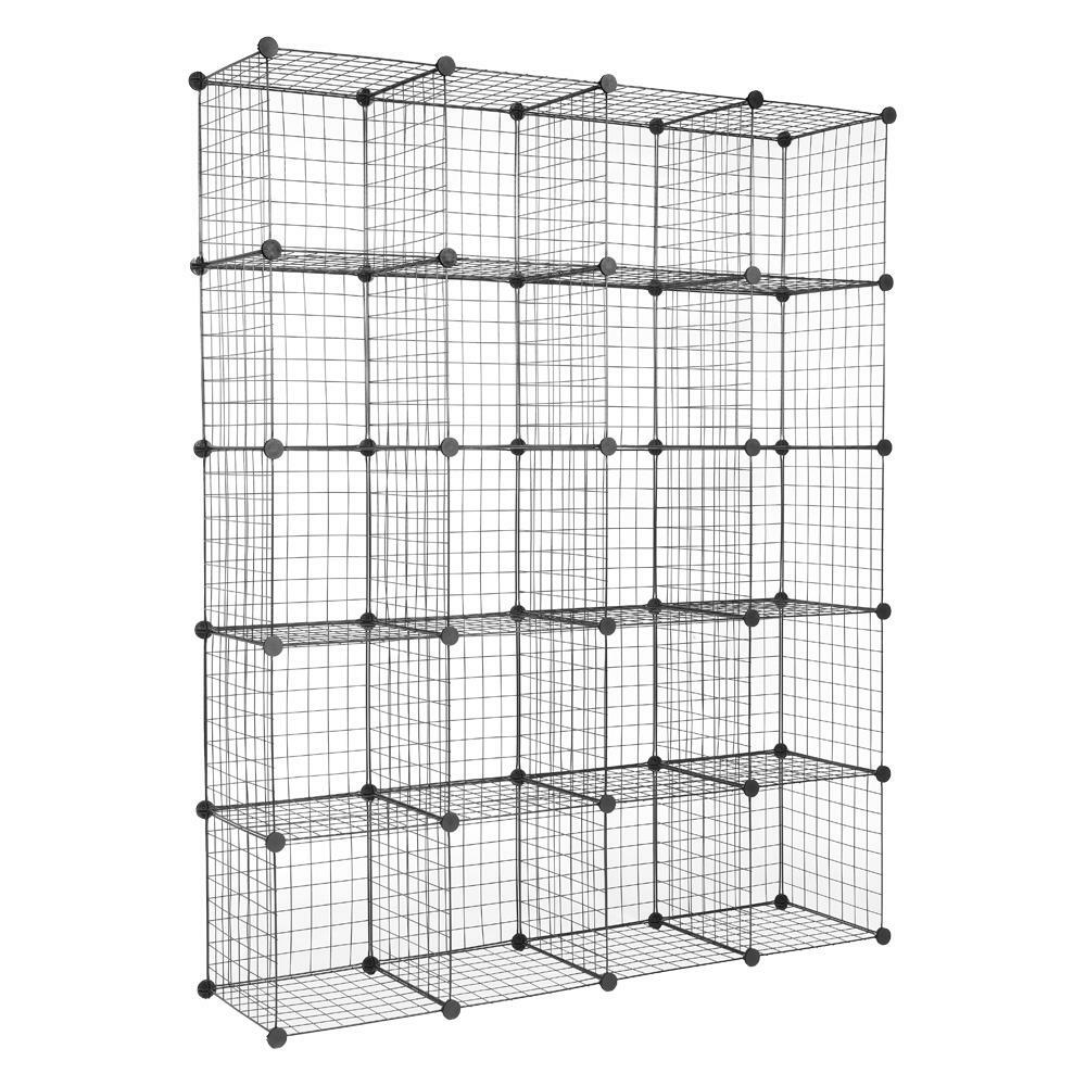 70" Wire Cube Storage Organizer 20-Cube Metal Grids Storage Bins ...