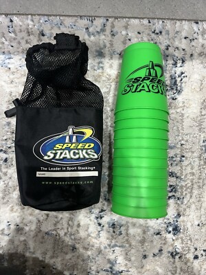 Speed Stacks Set 12 Green Cups Plastic Official Sport Stacking Black ...