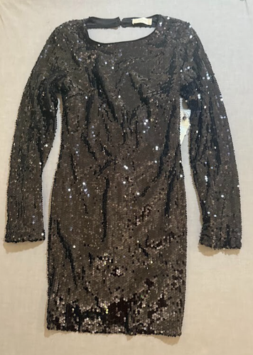 Altar'd State Dress Women Extra Small Black Sequins Long Sleeve Mini ...
