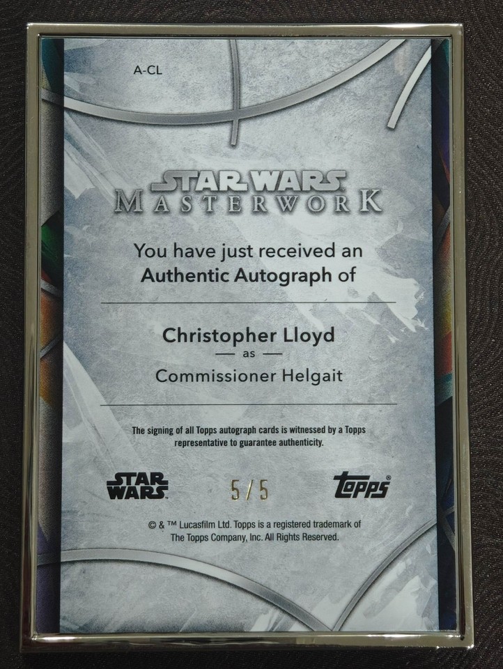 2024 TOPPS STAR WARS MASTERWORK AUTO 5/5 CHRISTOPHER LLOYD COMMISSIONER ...