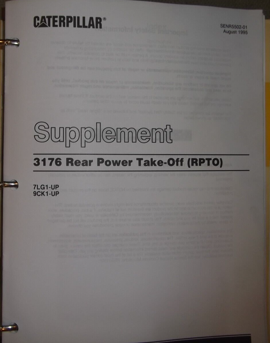 CAT CATERPILLAR 3176B DIESEL TRUCK ENGINE SERVICE SHOP REPAIR MANUAL ...