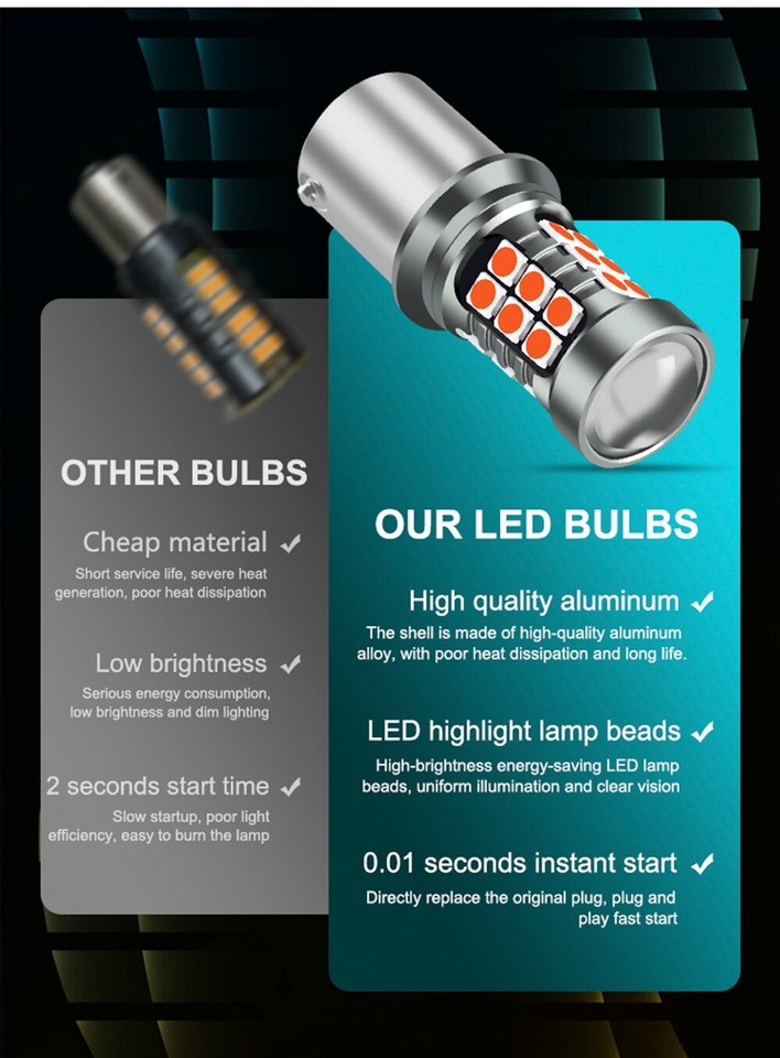 4X 3157 Red LED Bright Strobe Flash Blinking Brake Tail Stop Light ...