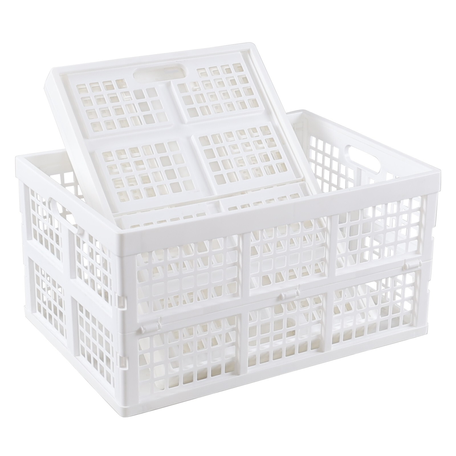 Idotry 2-Pack Plastic Collapsible Storage Crates Foldable Milk Crate ...