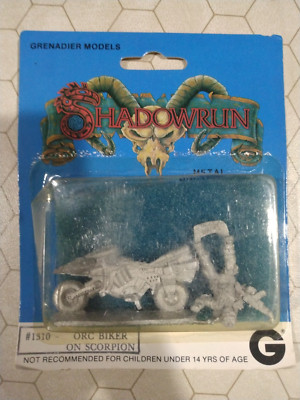 Grenadier Shadowrun Mini Orc Biker on Scorpion Pack New | eBay