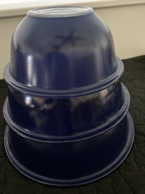 Set of 3 Pyrex Corning Cobalt Blue Nesting Bowl 322 323 325 VGC | eBay