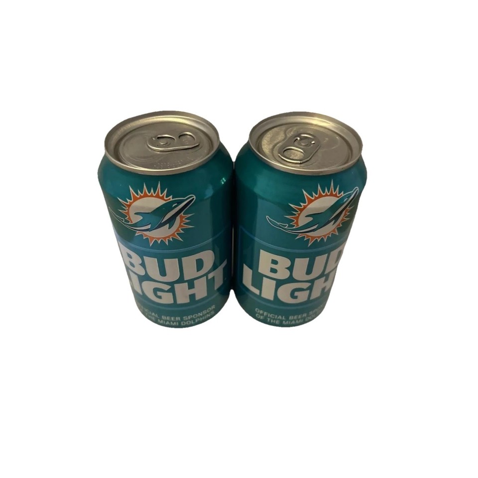 NFL Bud Light 2024 Miami Dolphins Beer Can (Set Of 2) Opened Men’s Bar ...