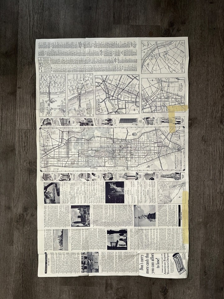 New York Yankees Art Printed on vintage Map of NYC 24x37" Aaron Judge ...